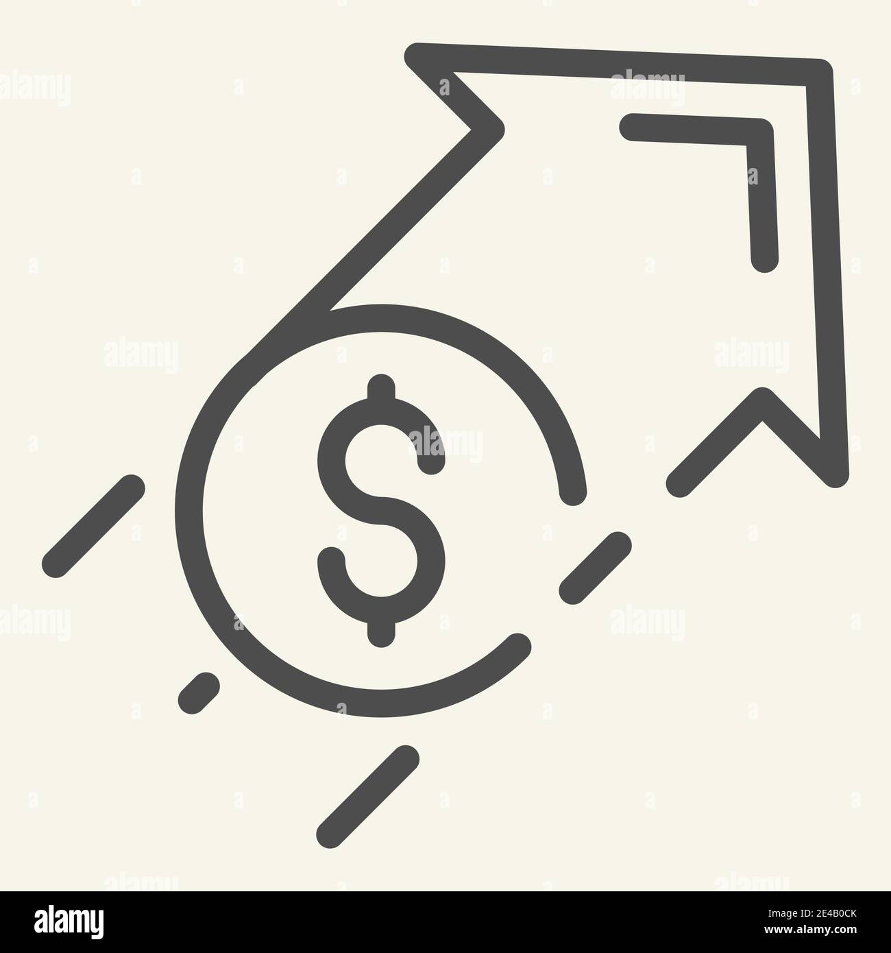 Dollar rate increase line icon. Financial growth vector illustration ...