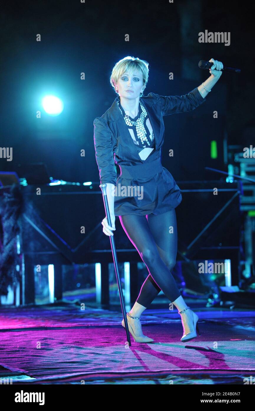 French singer Patricia Kaas seen on concert as she performs in the ...