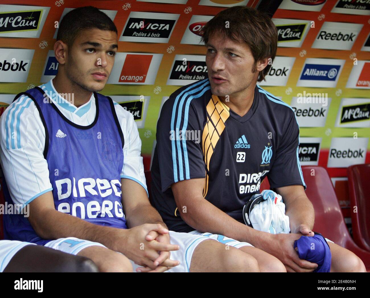 Olympique de Marseille's Hatem Ben Arfa and Cyril Rool during a ...