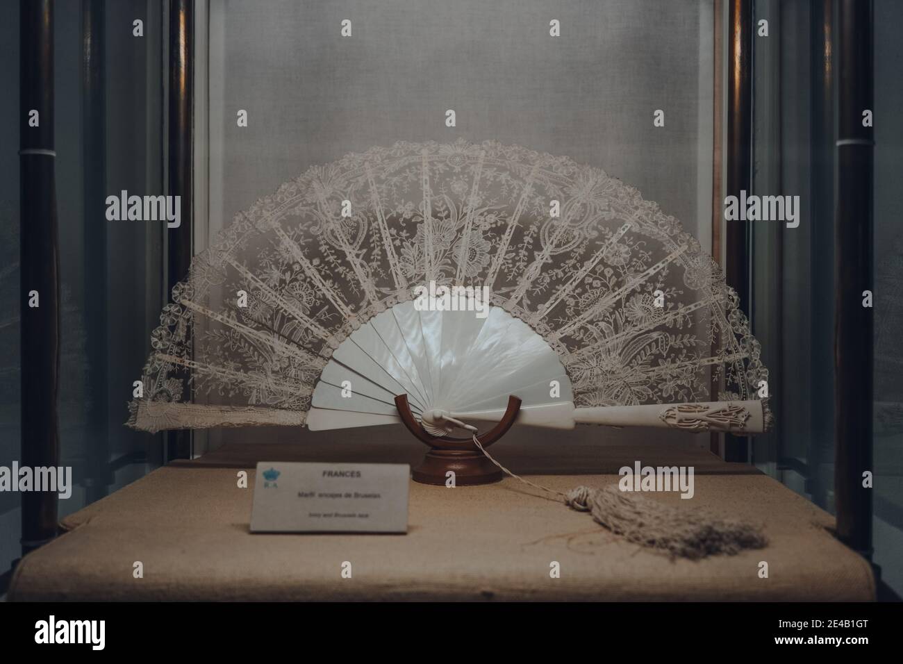 Seville, Spain - January 19, 2020: Lace hand fan on display inside ...