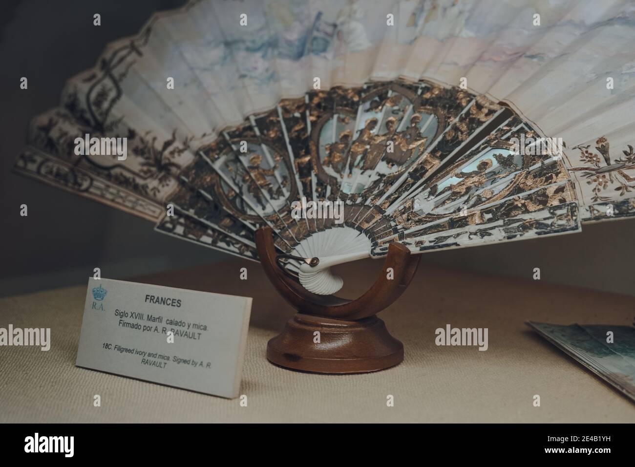 Seville, Spain - January 19, 2020: Ivory hand fan on display inside ...