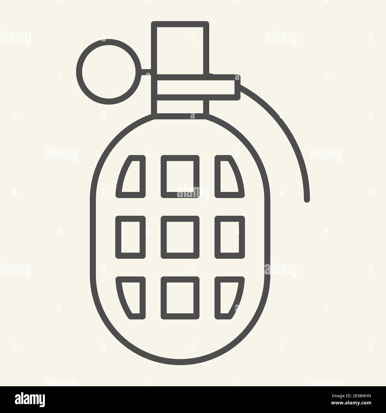 Grenade thin line icon. Fragmentation grenade vector illustration ...