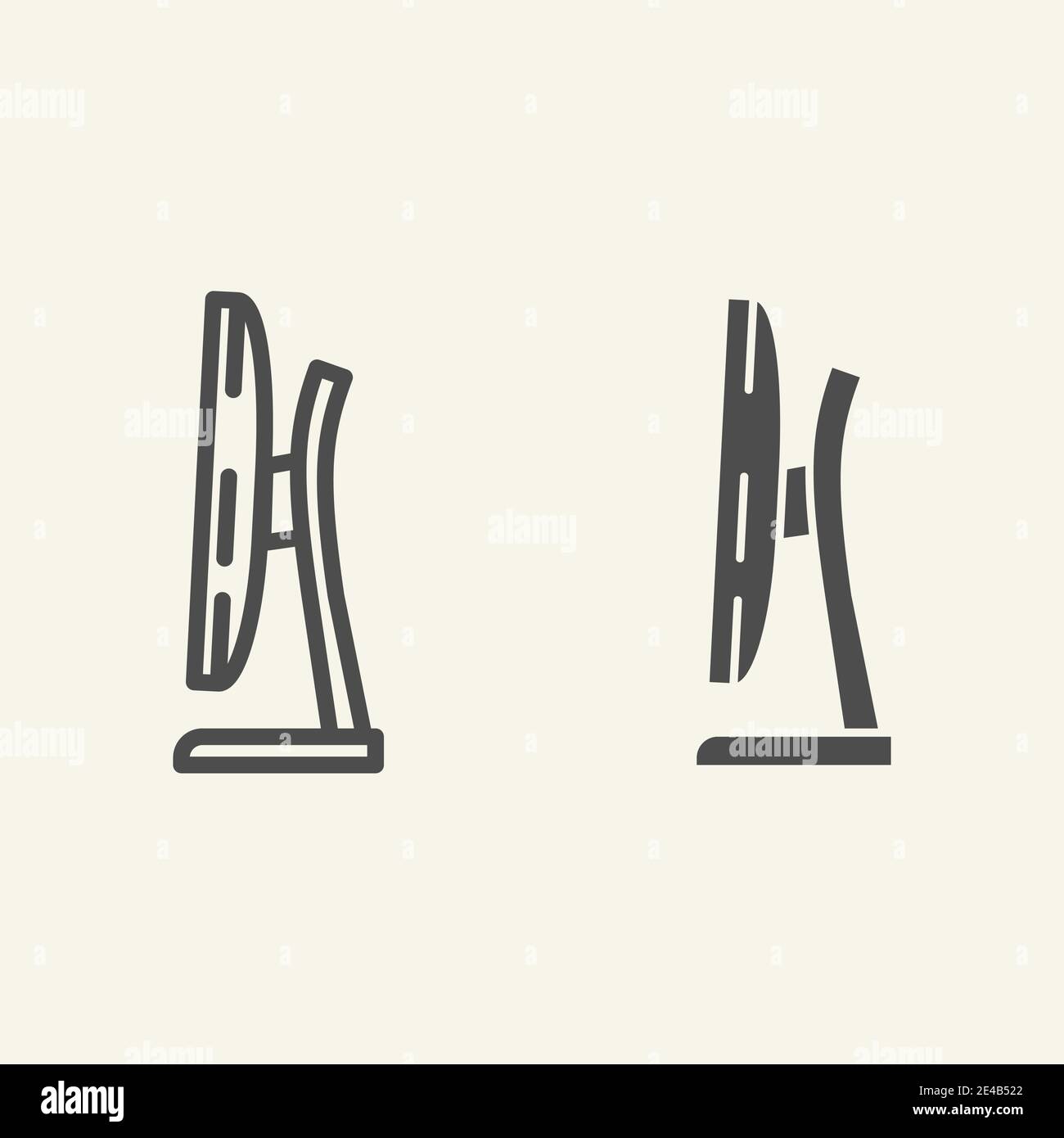 Computer monitor line and glyph icon. Display vector illustration isolated on white. Screen ...