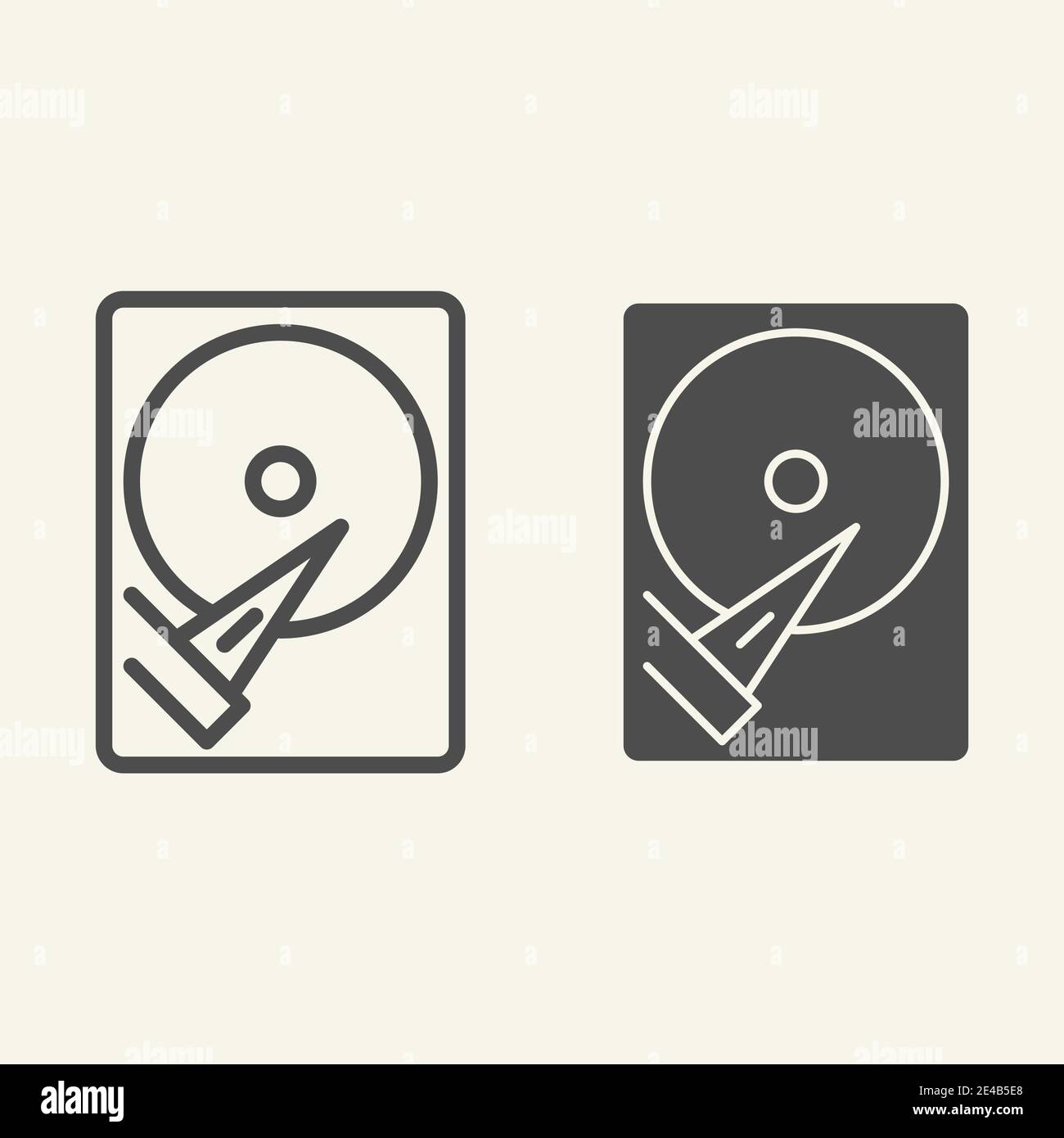 Hard disk line and glyph icon. Storage vector illustration isolated on ...