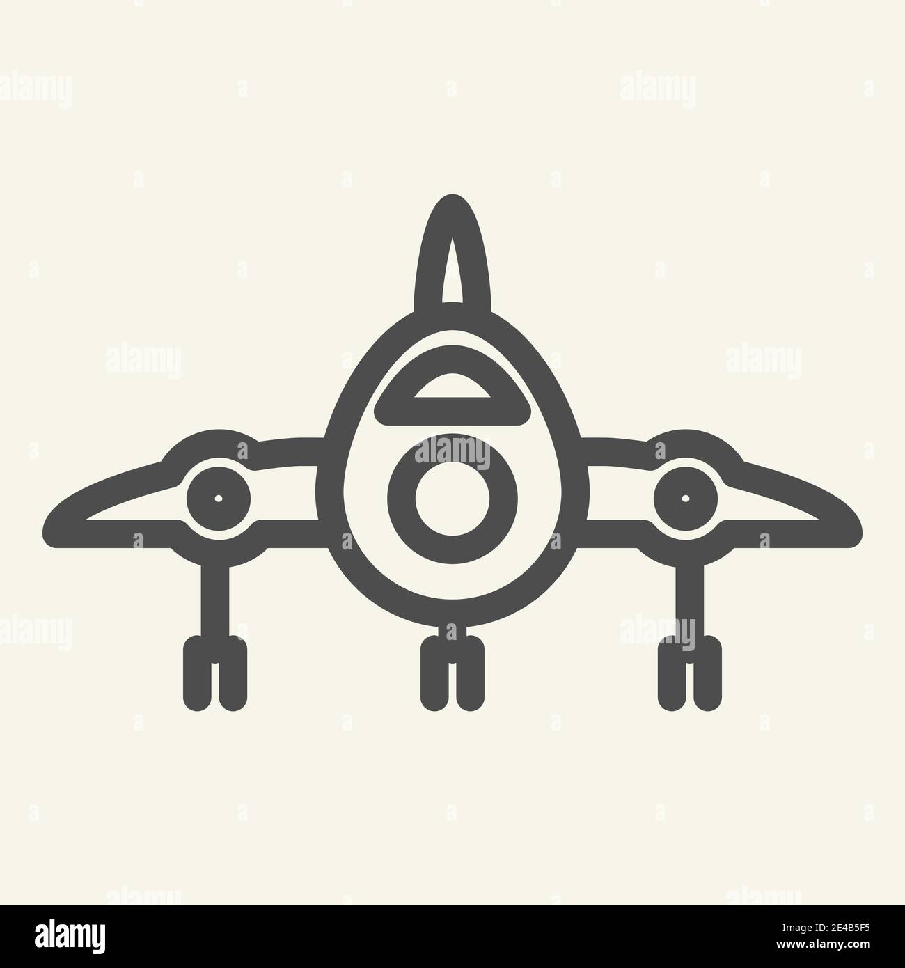Jet fighter front view line icon. Airplane vector illustration isolated ...