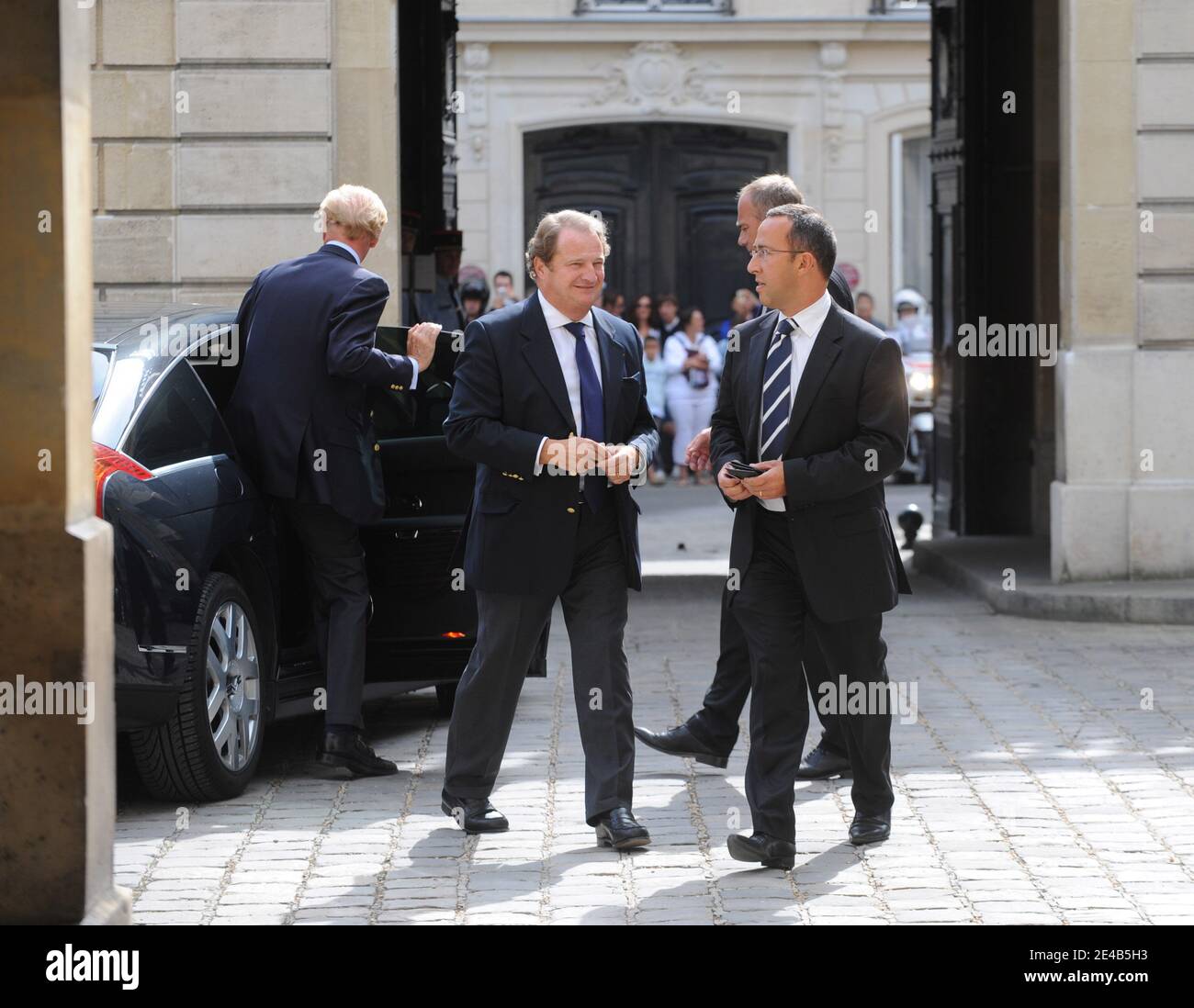 French President's advisor Pierre Charon and Arnaud Teule seen at ...