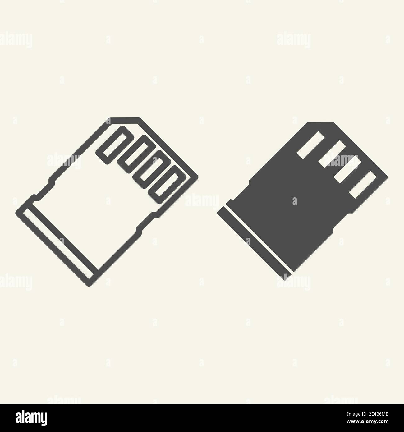 Memory card line and glyph icon. Sd card vector illustration isolated ...