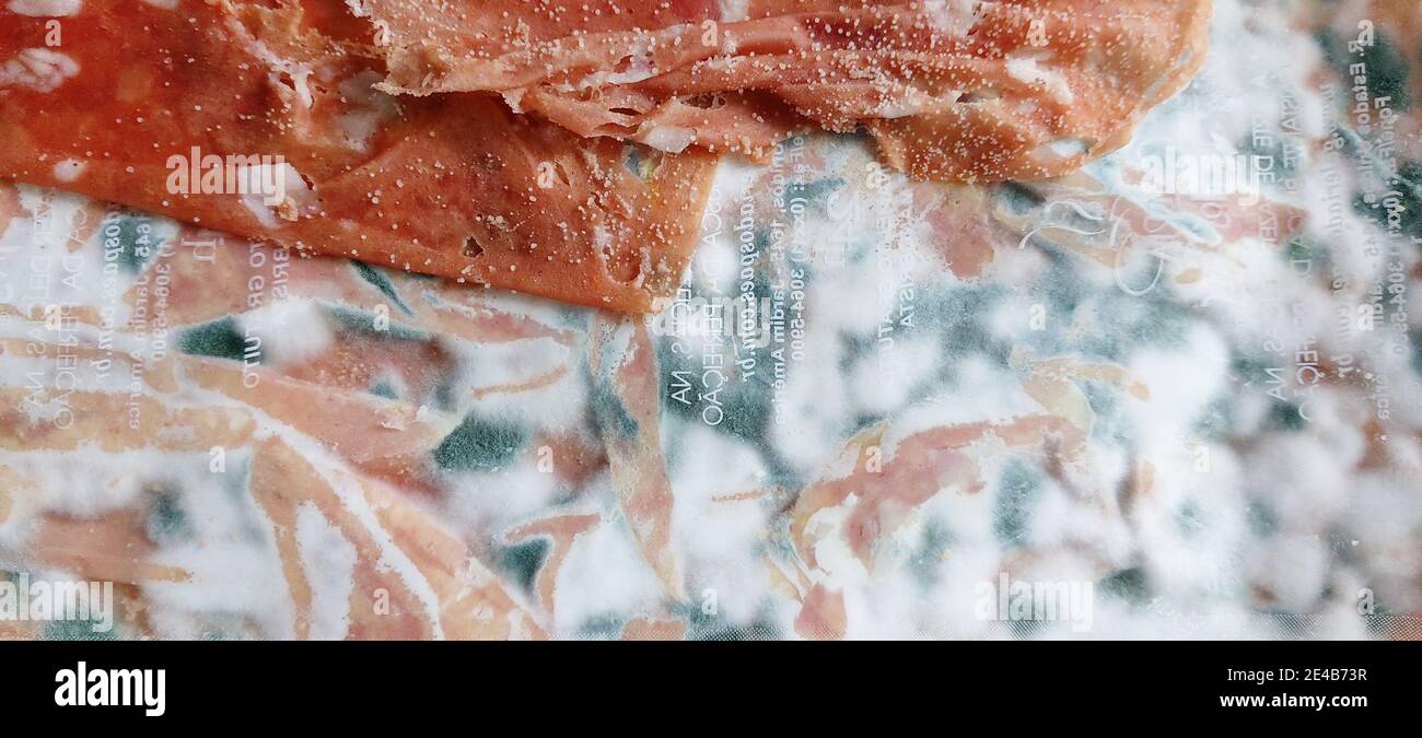 Fungus and mold on Mortadella, background, São Paulo, Brazil Stock ...