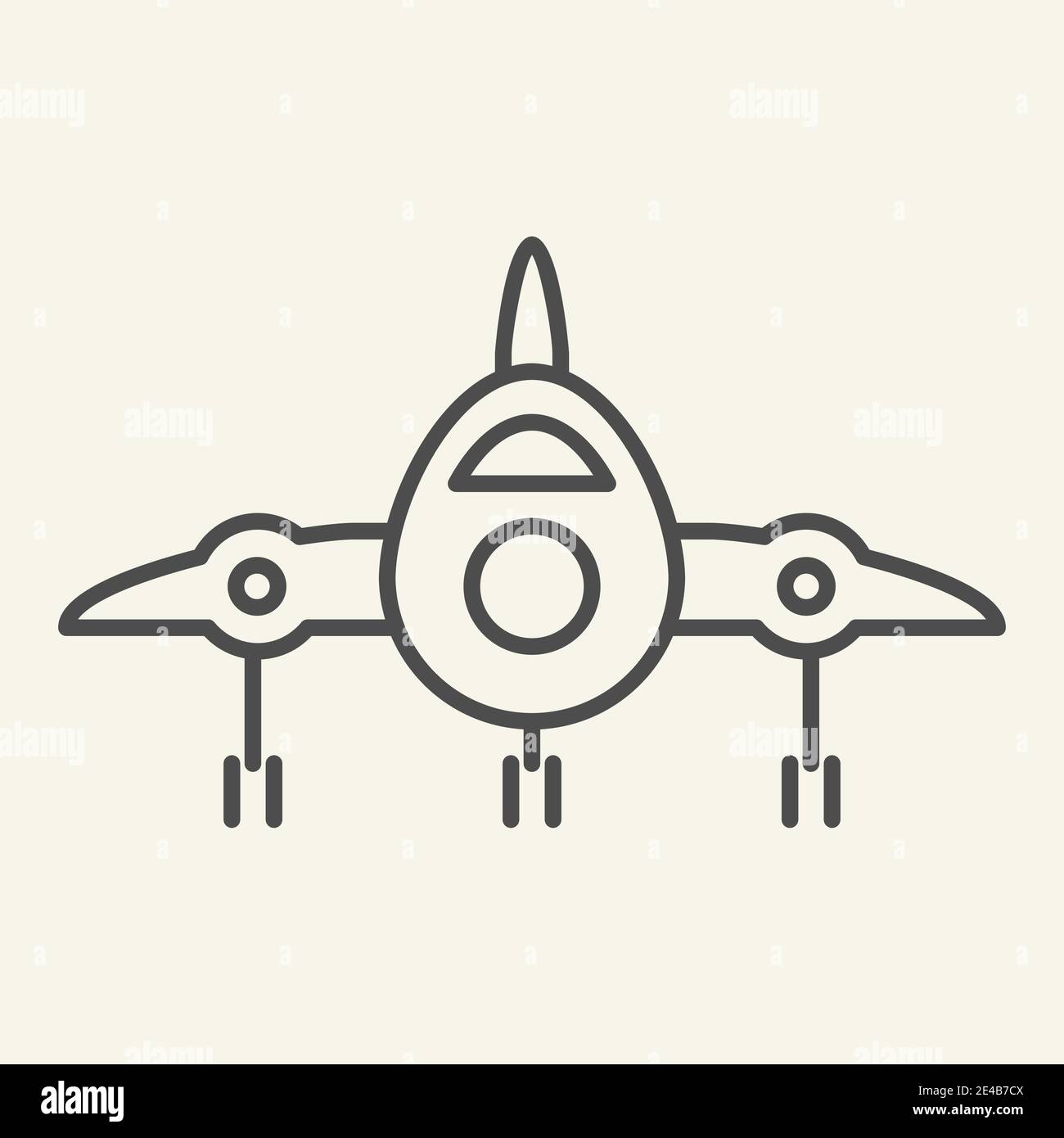 Jet fighter front view thin line icon. Airplane vector illustration ...
