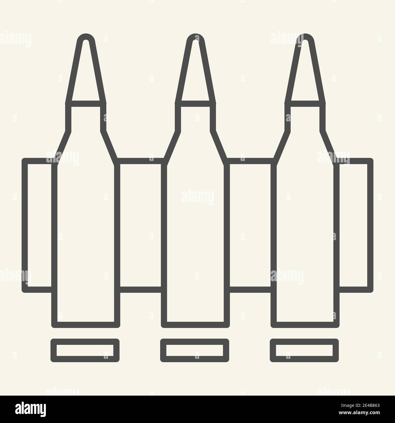 Ammunition thin line icon. Bullets vector illustration isolated on ...