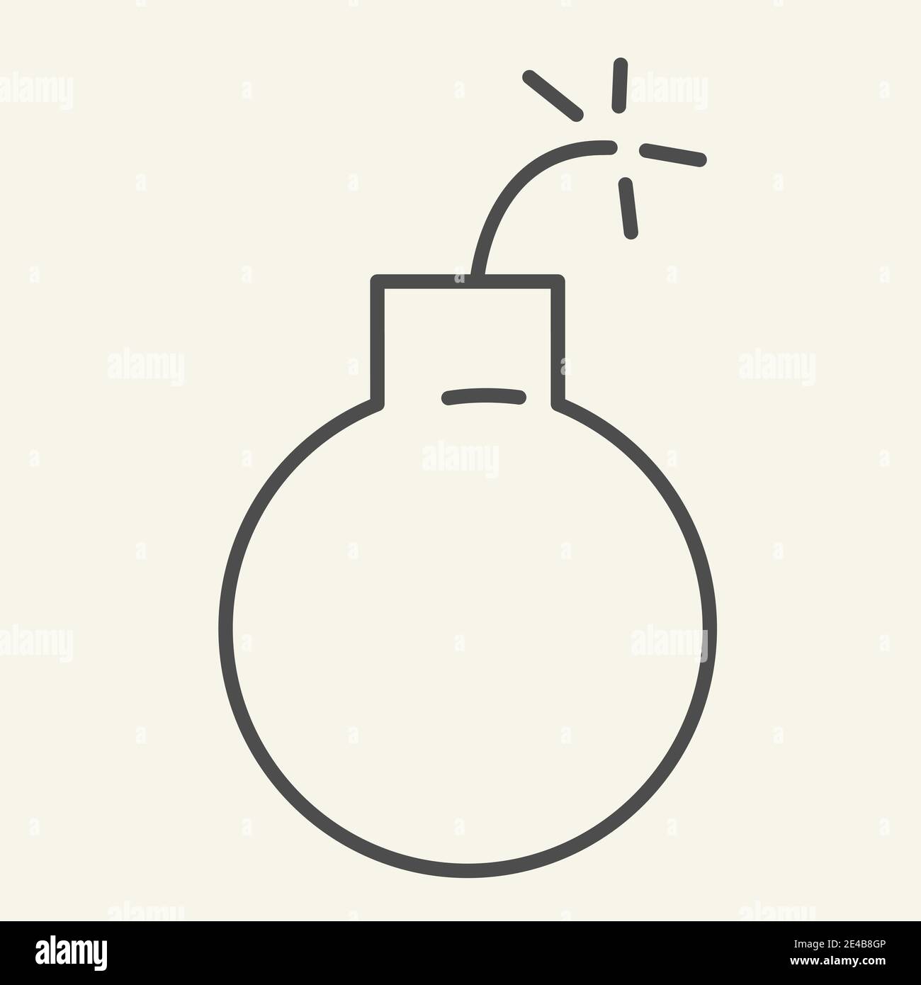 Bomb thin line icon. Ball vector illustration isolated on white. Boom ...