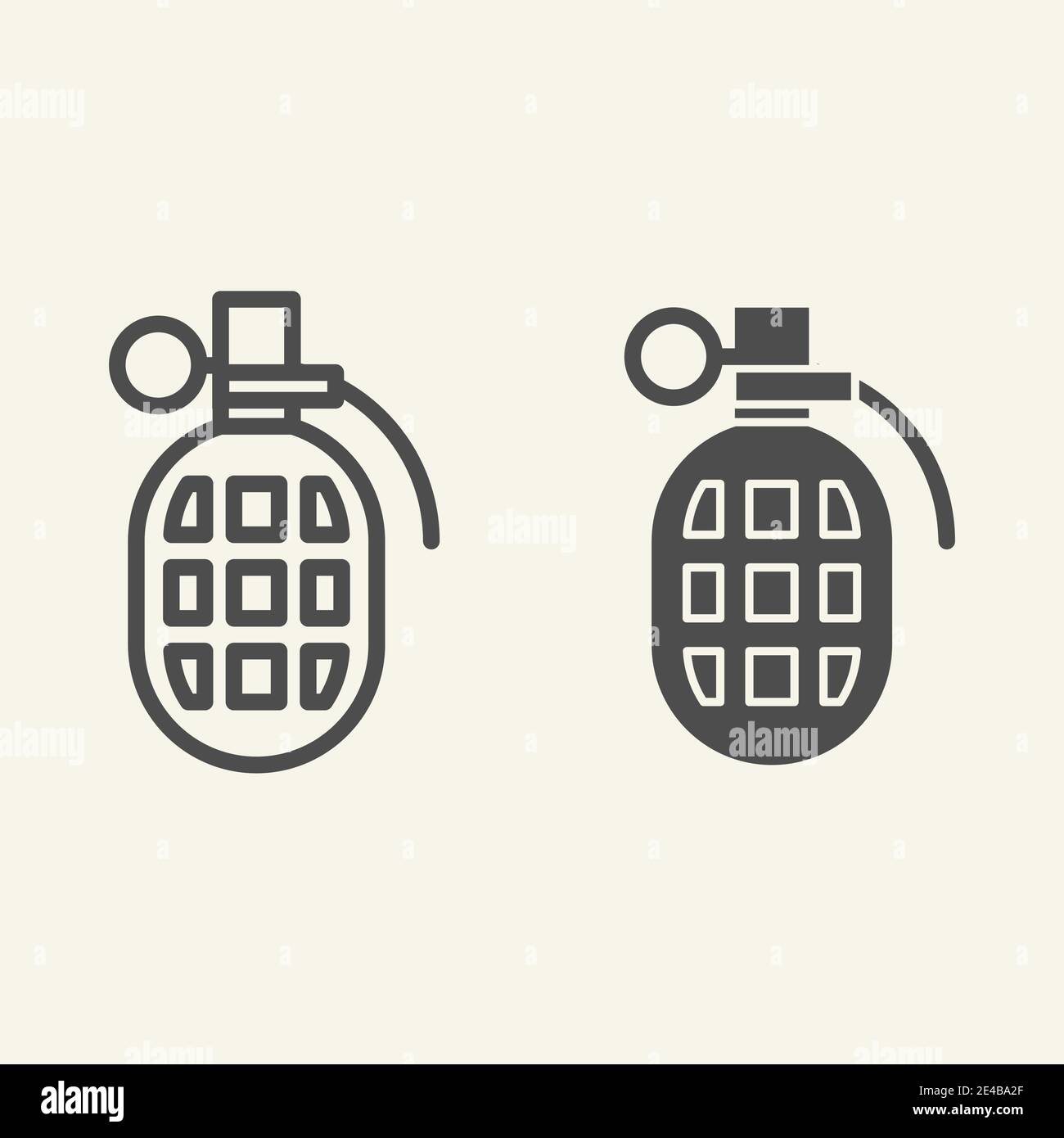 Grenade line and glyph icon. Fragmentation grenade vector illustration ...