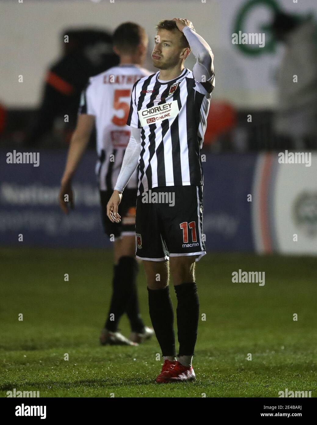 Chorley's Elliot Newby reacts after the Emirates FA Cup fourth round ...