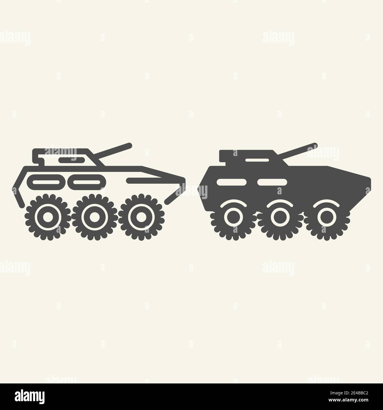 Armored troop-carrier line and glyph icon. Armored vehicle vector ...