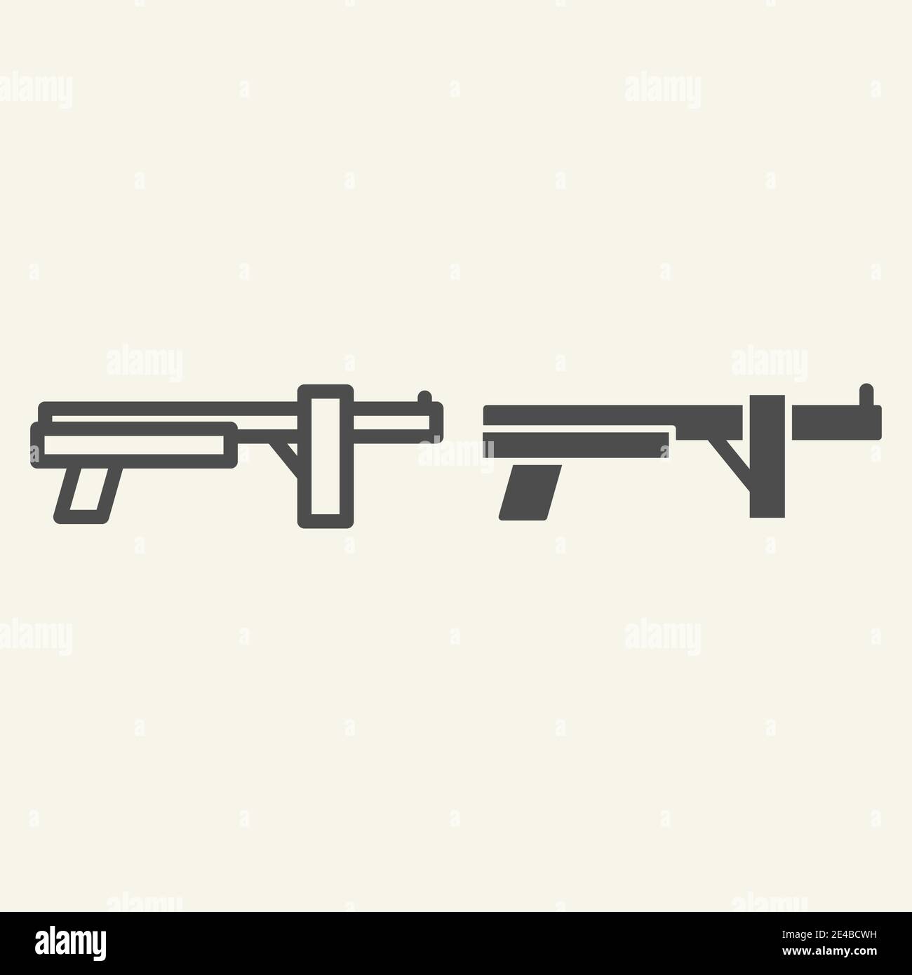 Combat shotgun line and glyph icon. Weapon vector illustration isolated ...