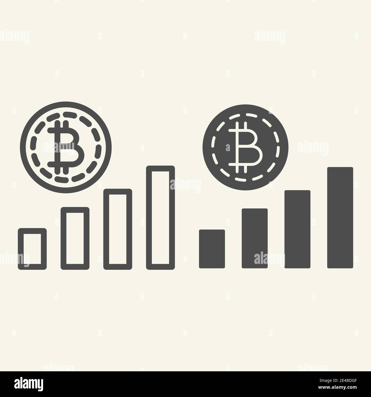 Bitcoin chart line and glyph icon. Crypto graph vector illustration ...