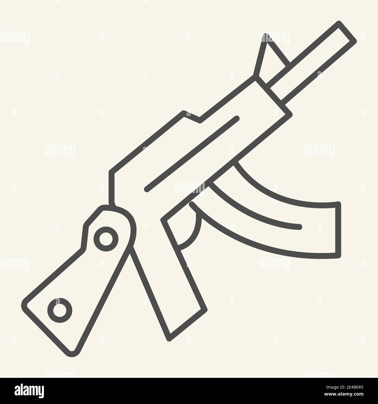 Kalashnikov assault rifle thin line icon. Automatic gun vector ...