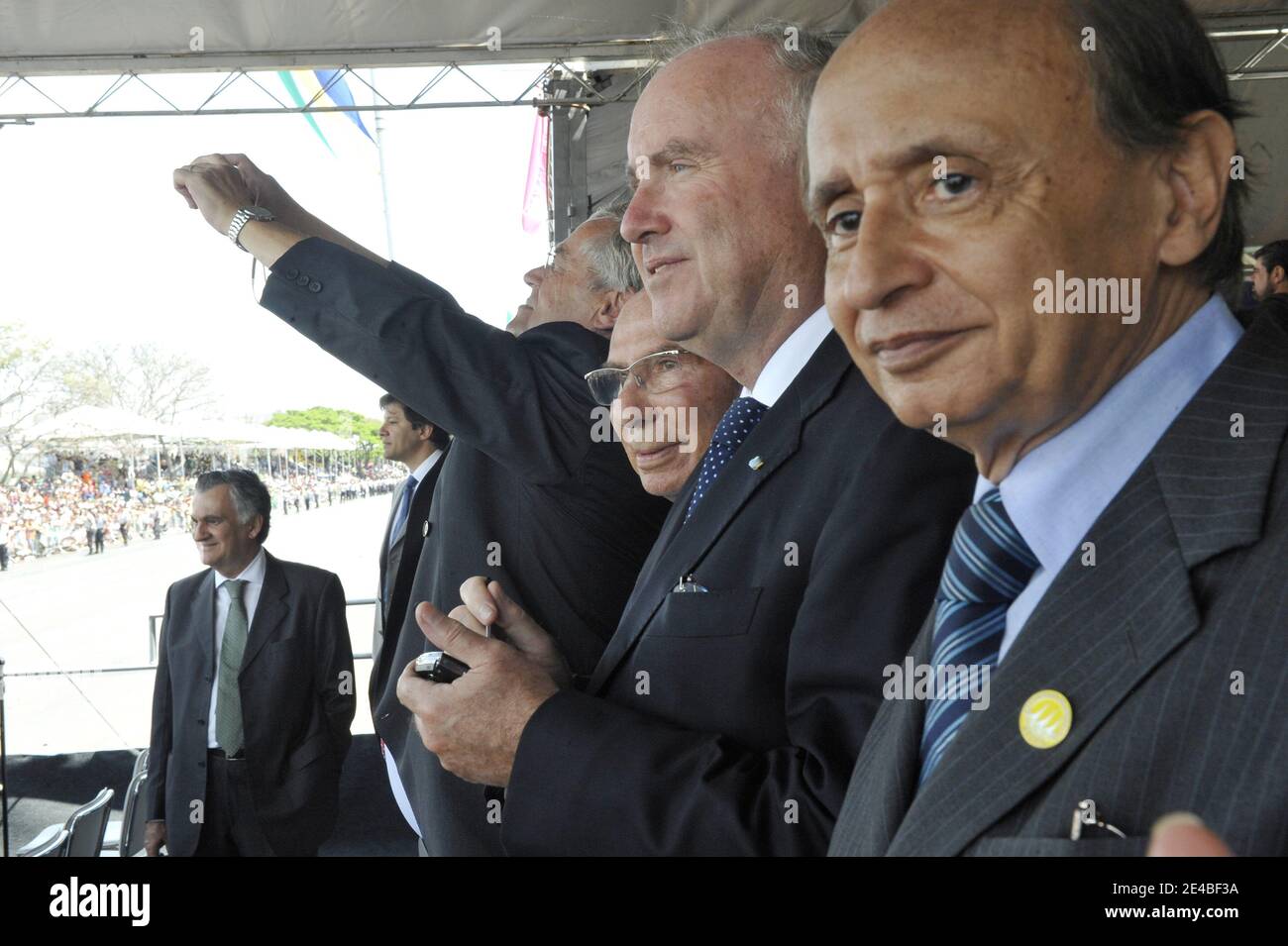 Dassault Group chairman Serge Dassault and Dominique Bussereau attend ...