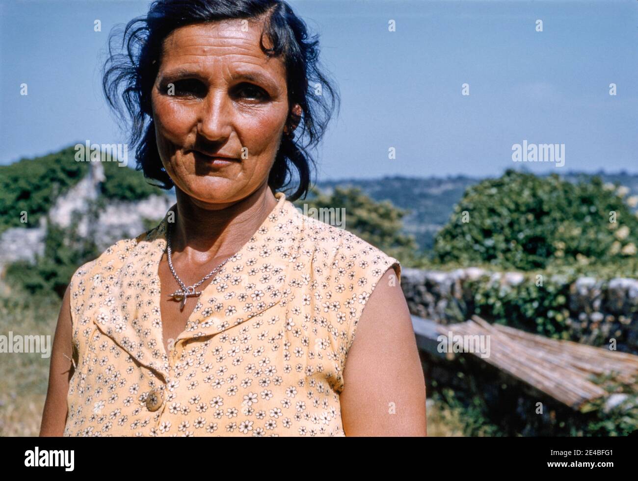 Portrait of Gypsy woman, La Roque-sur-Cèze, Gard, France, in the early ...