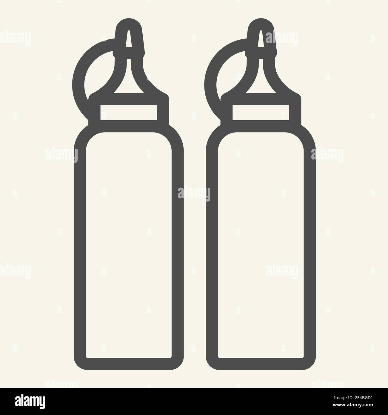 Ketchup and mustard line icon. Two bottles with sauce vector ...