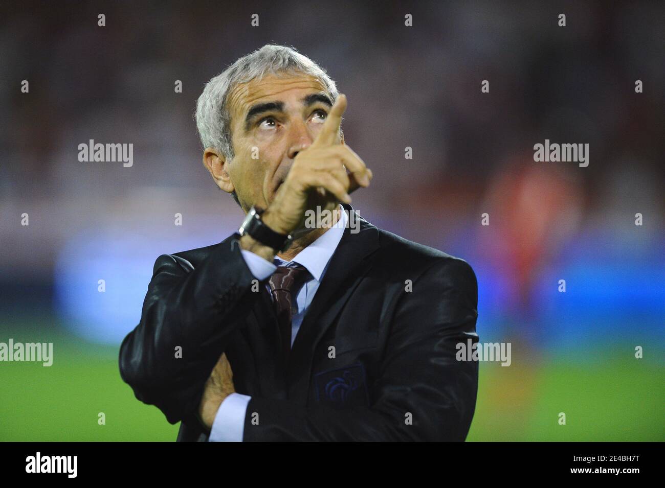 France's coach Raymond Domenech before the FIFA World Cup Qualifying ...