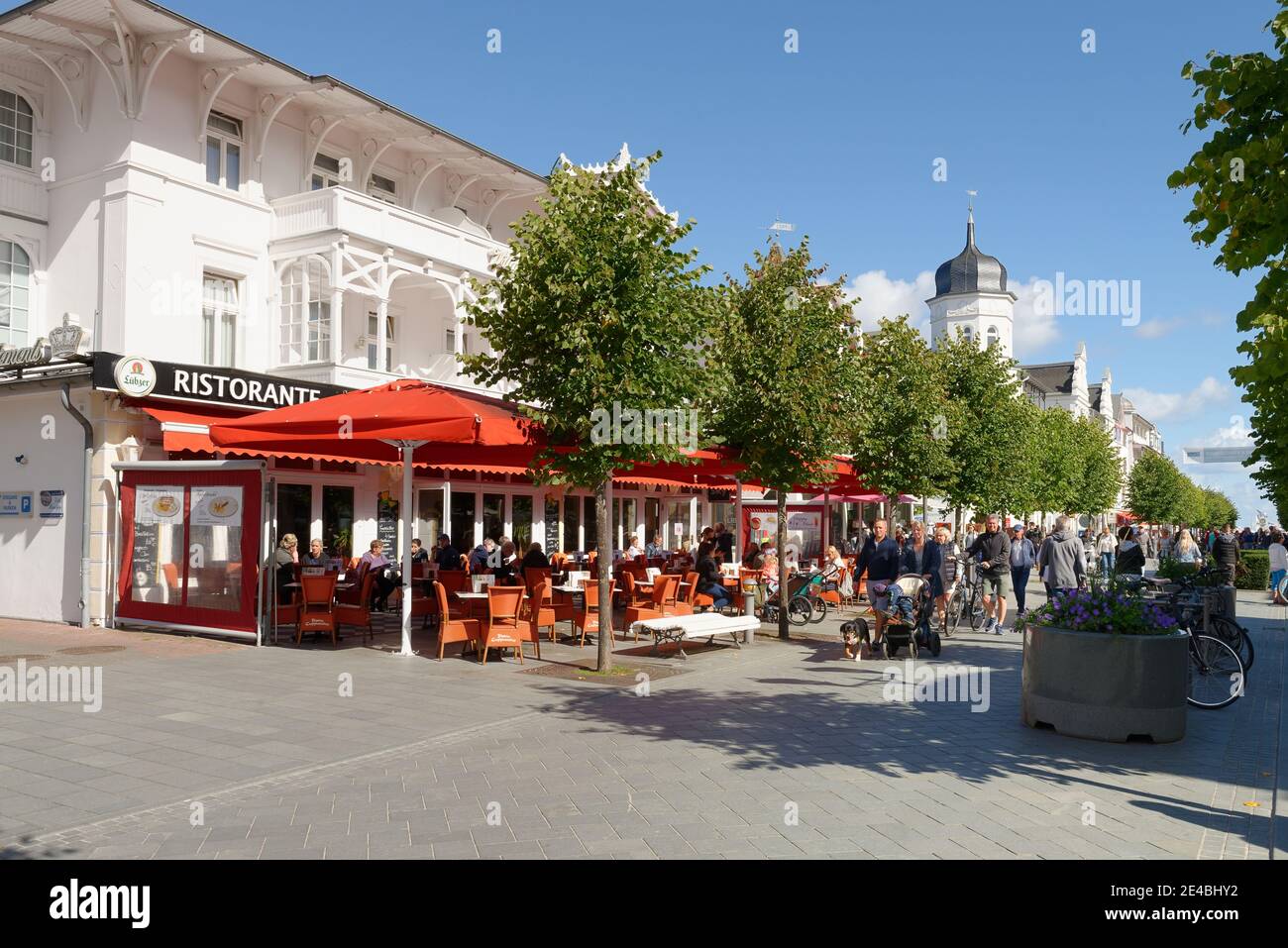 Spa architecture on the main street of binz hi-res stock photography ...