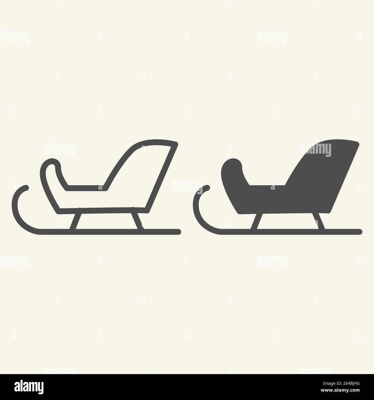 Sleigh line and solid icon. Santa sledge outline style pictogram on ...