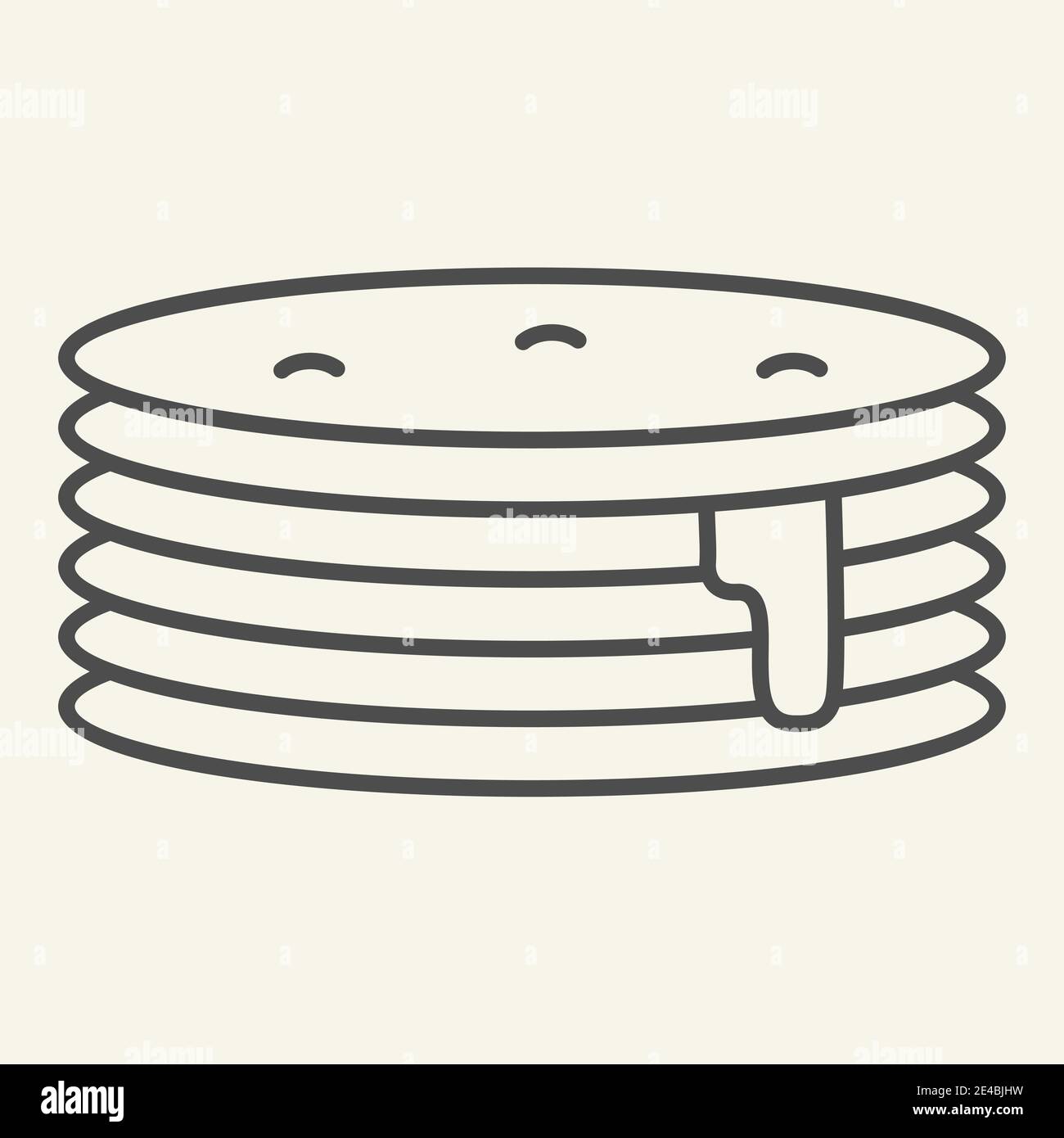 Pancakes with syrup thin line icon. Breakfast vector illustration ...