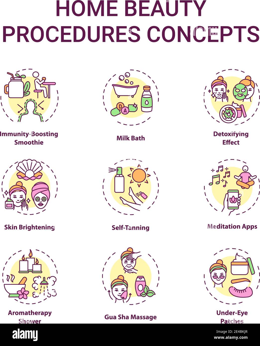 Home beauty procedures concept icons set Stock Vector Image & Art - Alamy