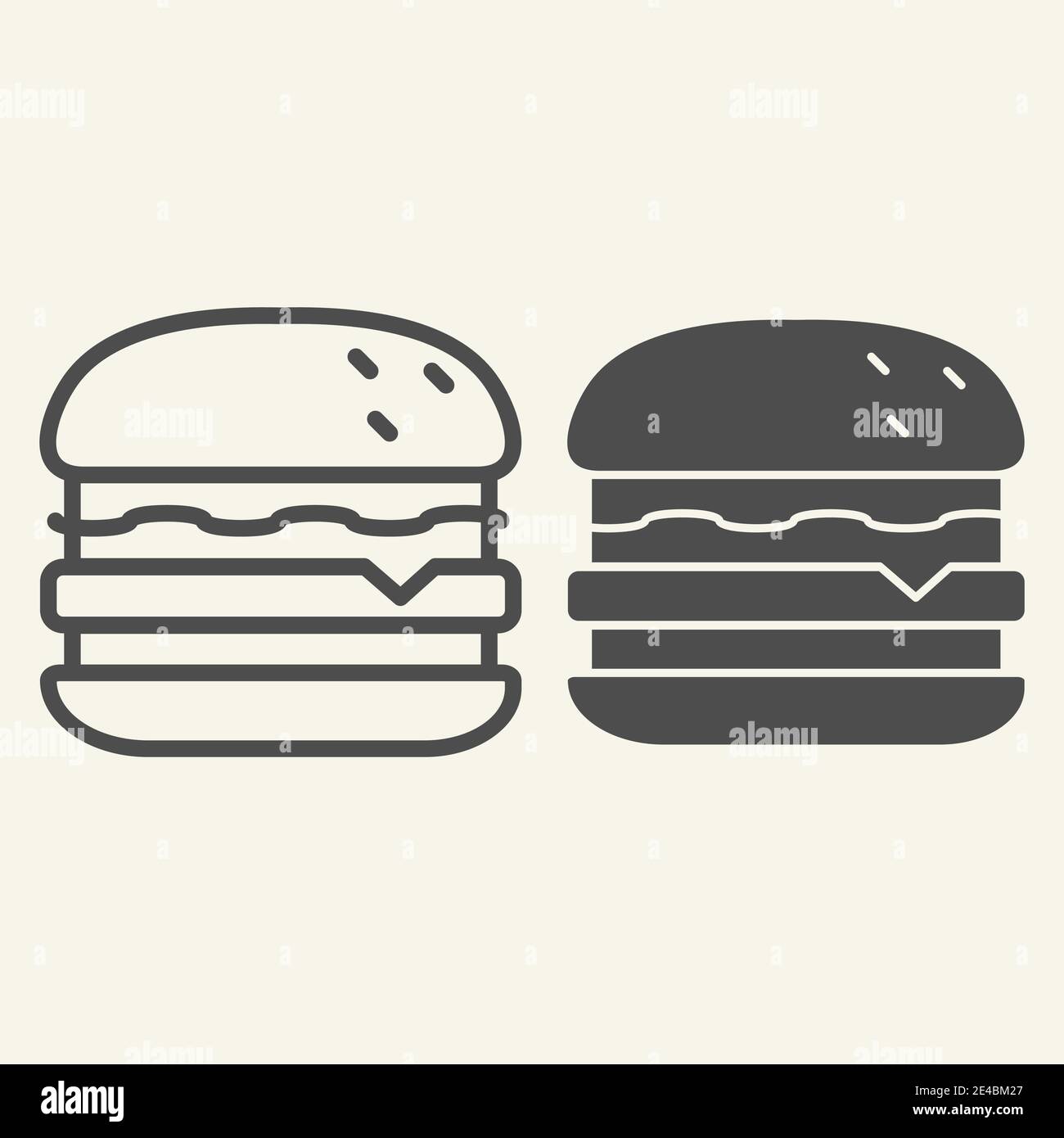Burger line and glyph icon. Hamburger vector illustration isolated on white. Sandwich outline ...