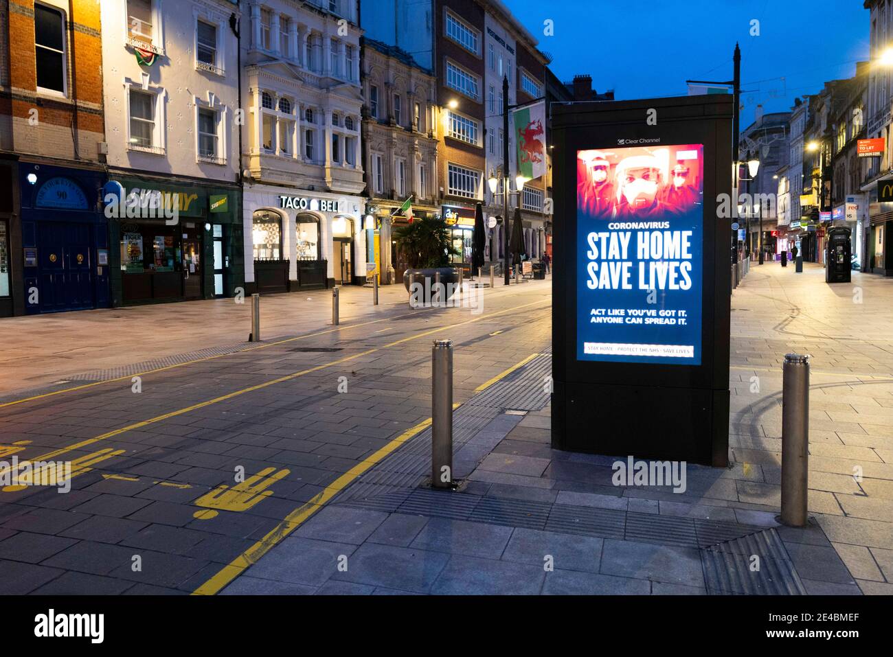 CARDIFF, WALES - JANUARY 16: Empty streets during the coronavirus ...
