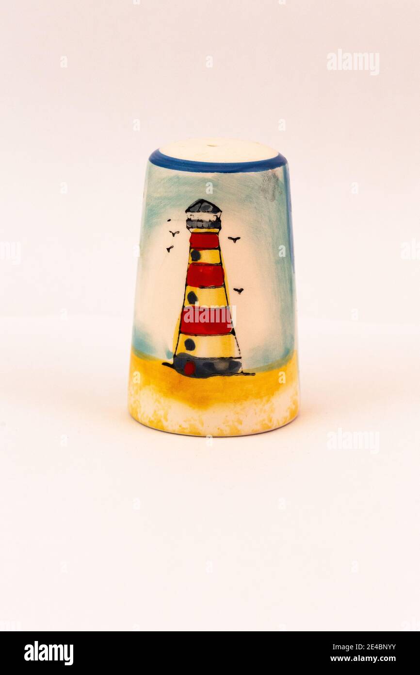 Beautiful and unique salt shaker birds and lighthouse pictured Stock ...