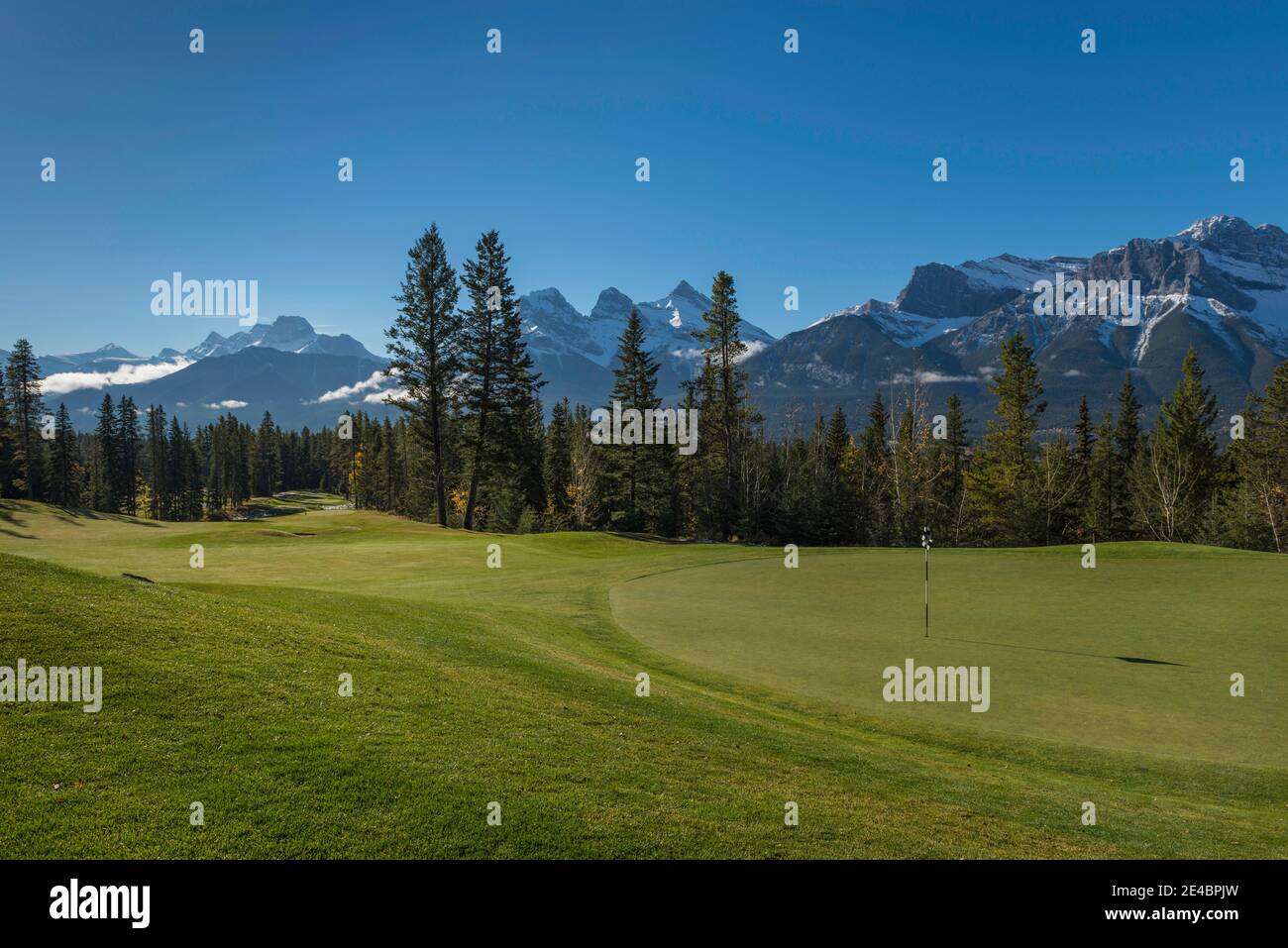 View of the Silvertip Golf Course, Mount Lougheed, Three Sisters ...