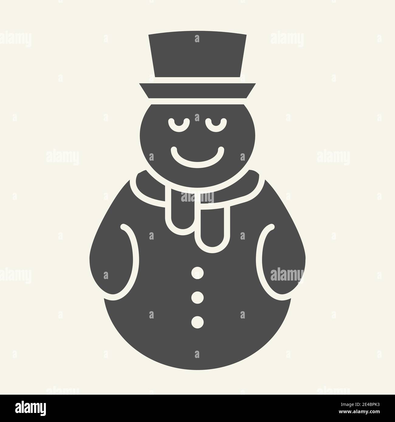 Snowman solid icon. Snowy man with hat and scarf glyph style pictogram ...