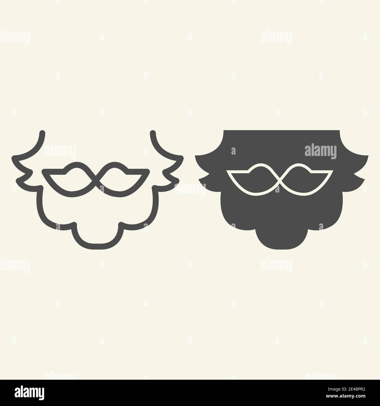 Christmas Beard line and solid icon. Part of Santa Claus face outline ...