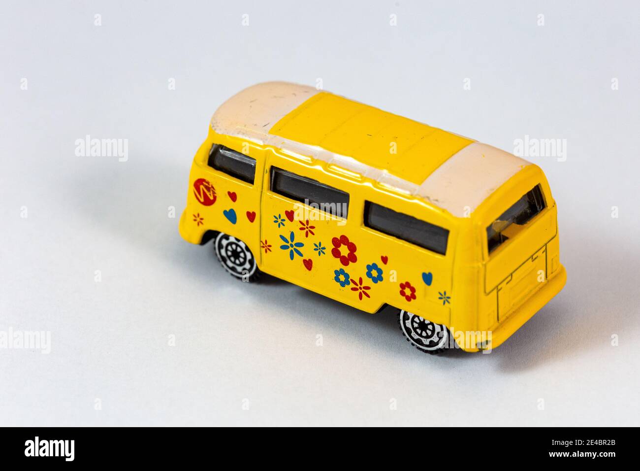 Yellow mini van. Hippie time. Peace Stock Photo - Alamy