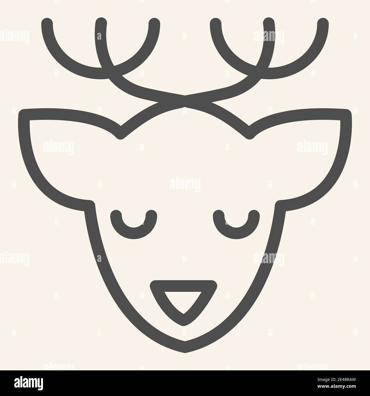 Christmas deer line icon. Reindeer head outline style pictogram on ...