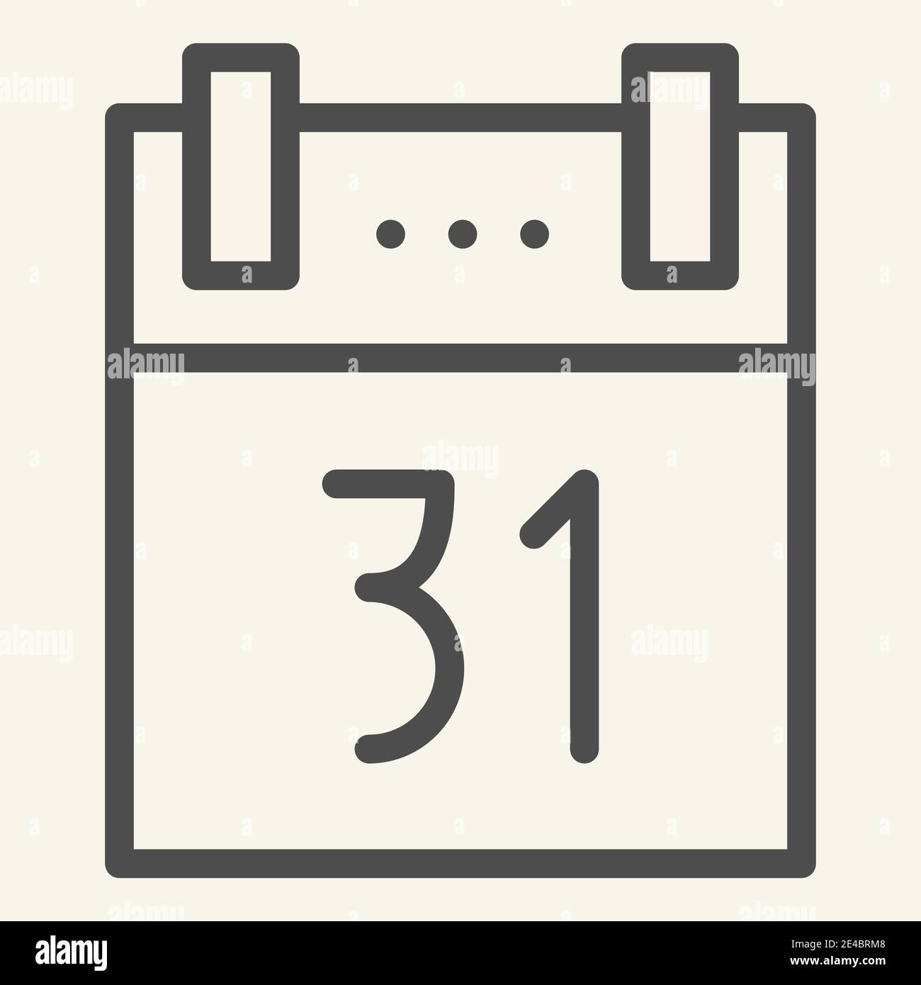 New Year calendar line icon. Thirty first December in calendar page ...