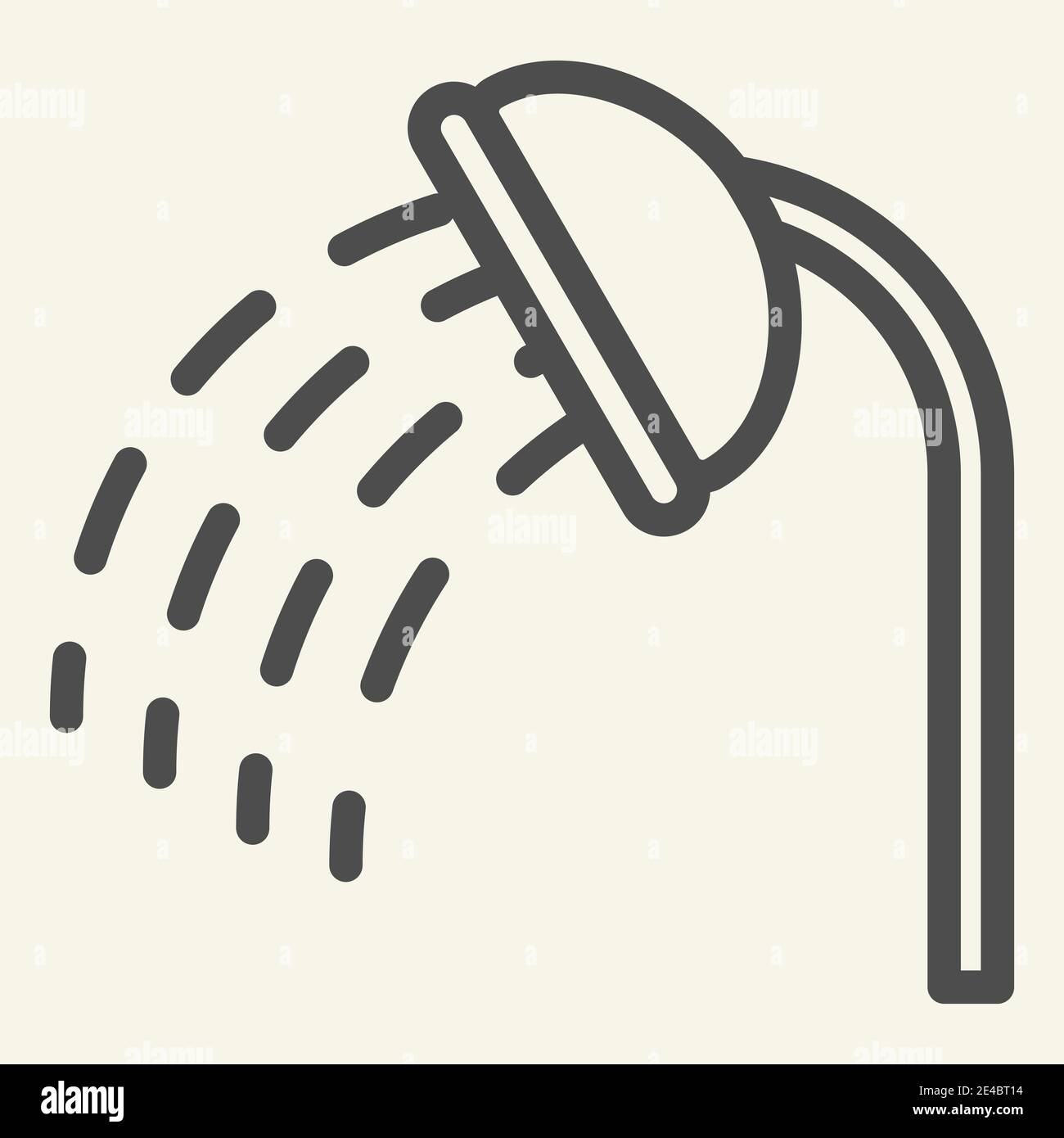 Shower line icon. Shower head with water drops symbol, outline style ...