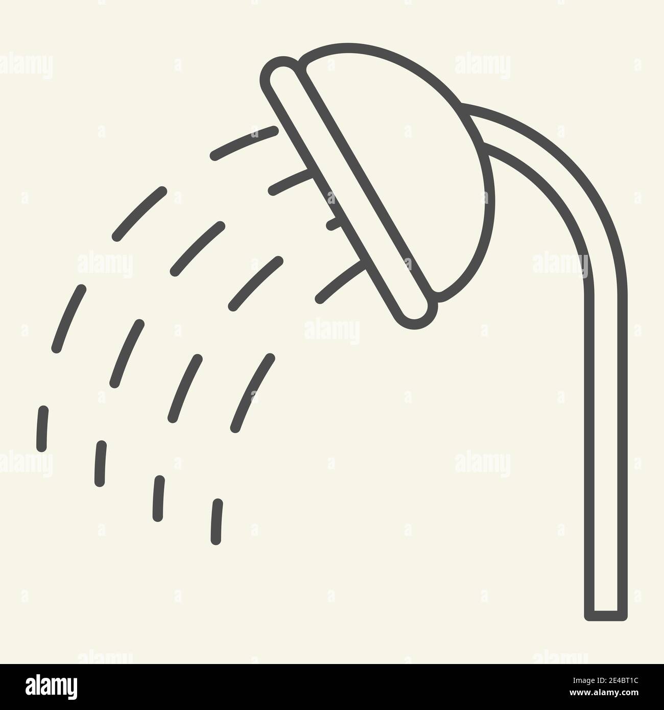 Shower thin line icon. Shower head with water drops symbol, outline ...