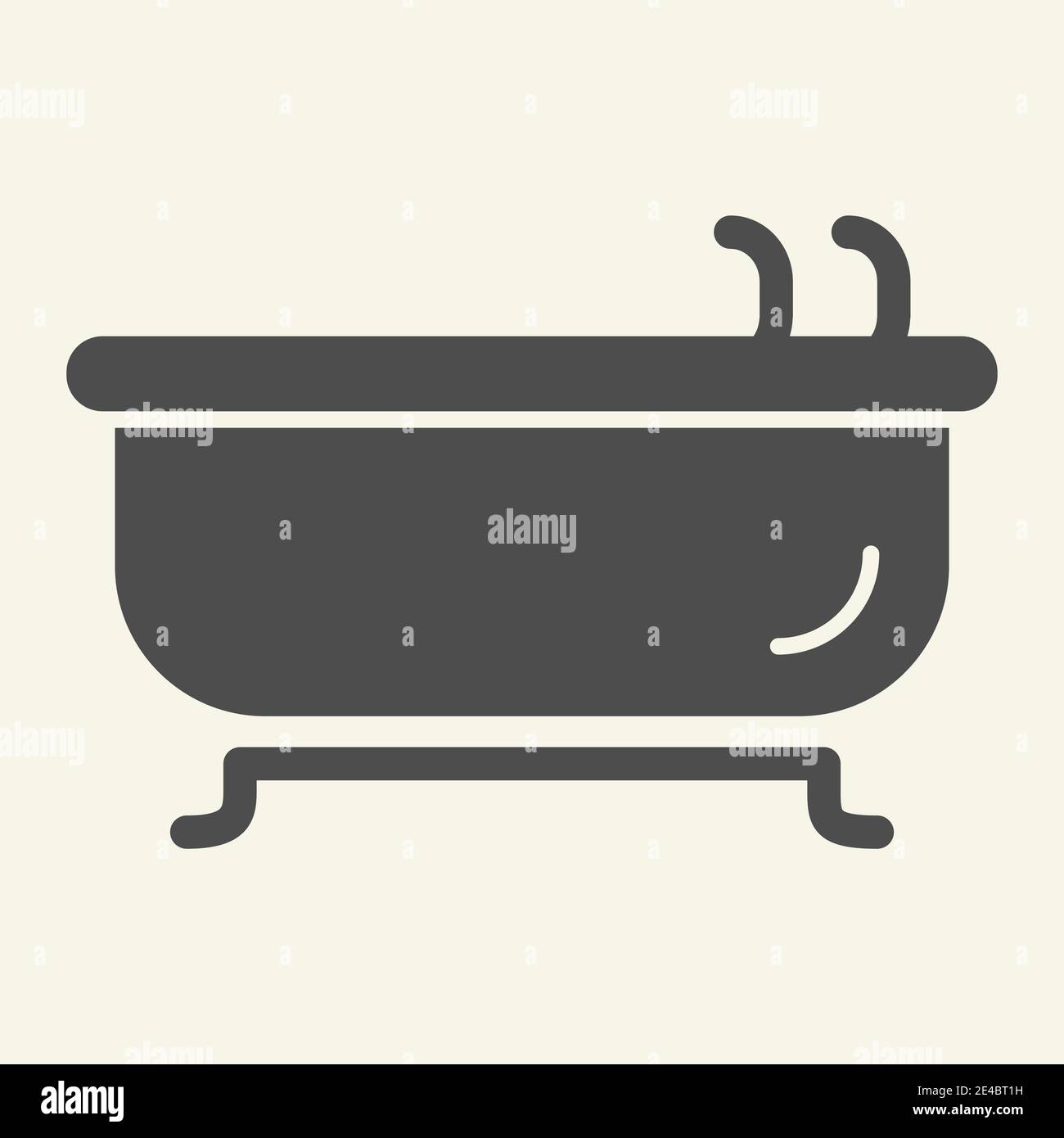 Bath solid icon. Bathtub symbol, glyph style pictogram on beige ...