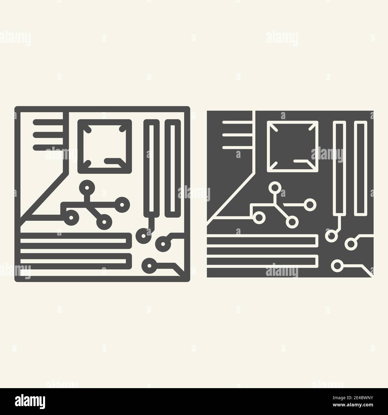 Cpu line and glyph icon. Microprocessor vector illustration isolated on ...