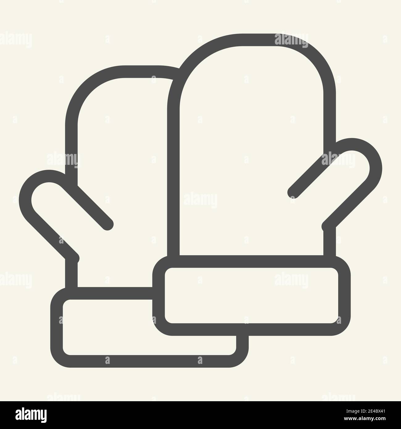 Gloves line icon. Two warm fur mittens outline style pictogram on white ...