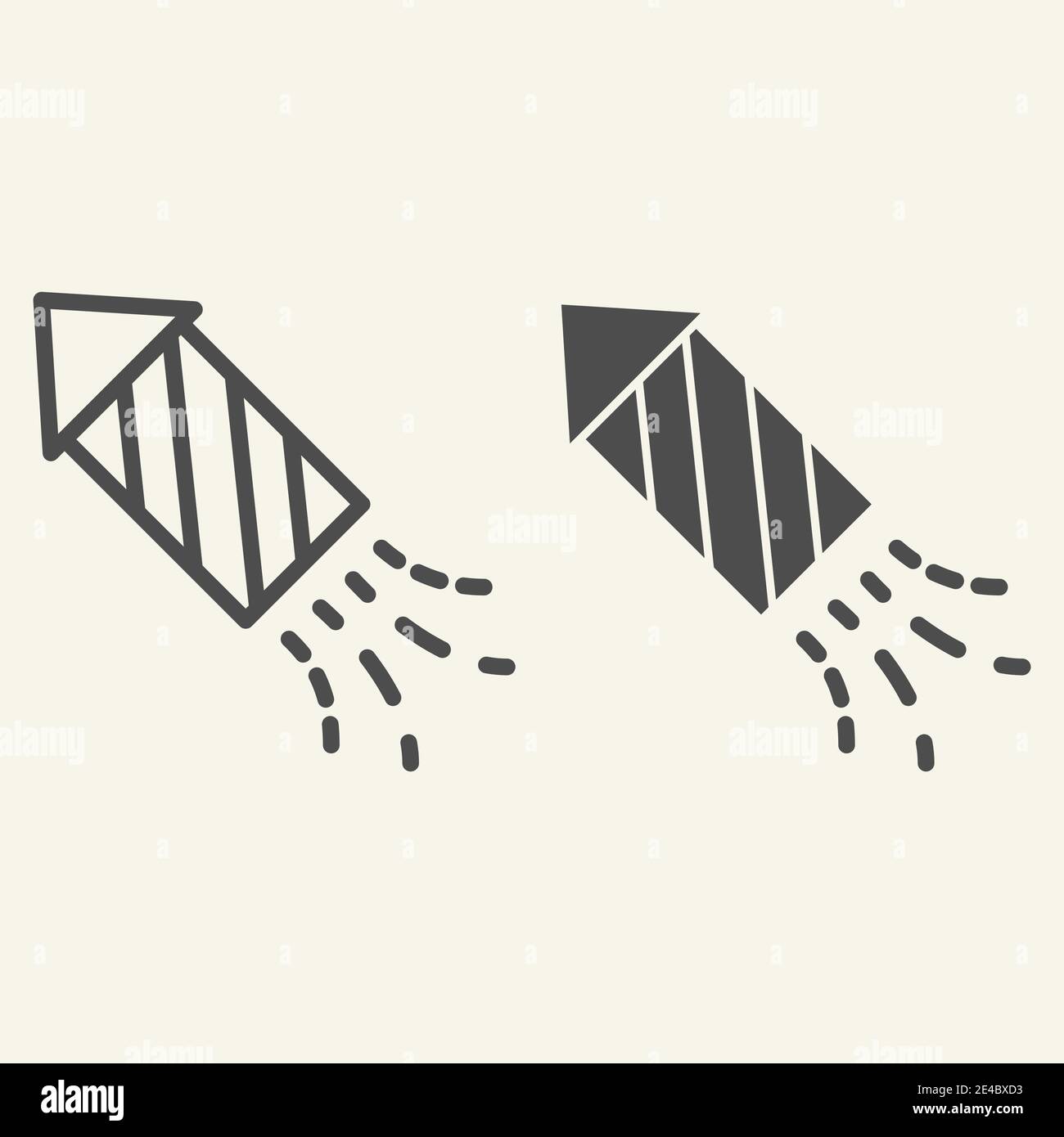 Firecracker rocket line and solid icon. Christmas firework rocket ...