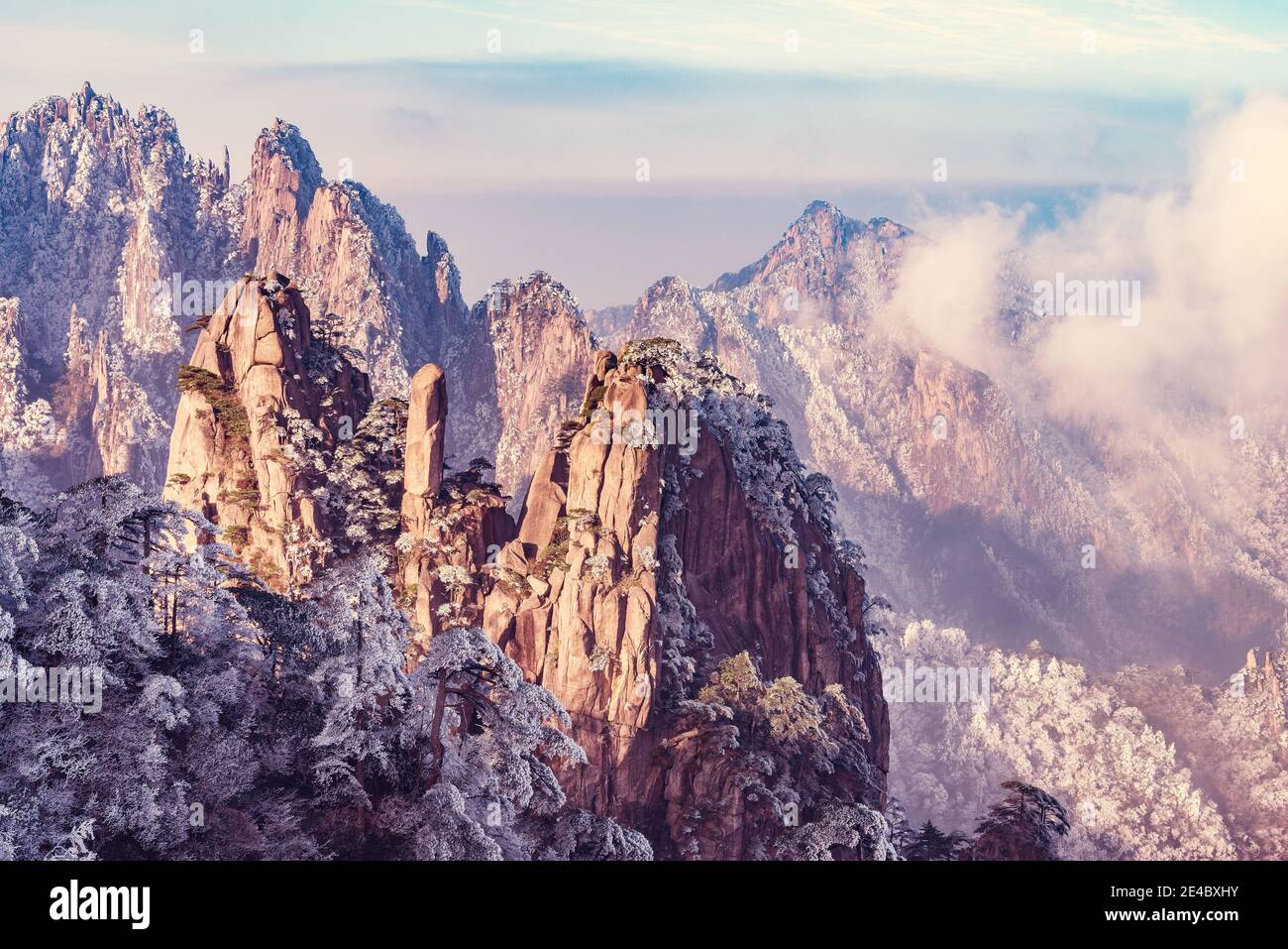 Peaks of Huangshan National park at sunset. China Stock Photo - Alamy