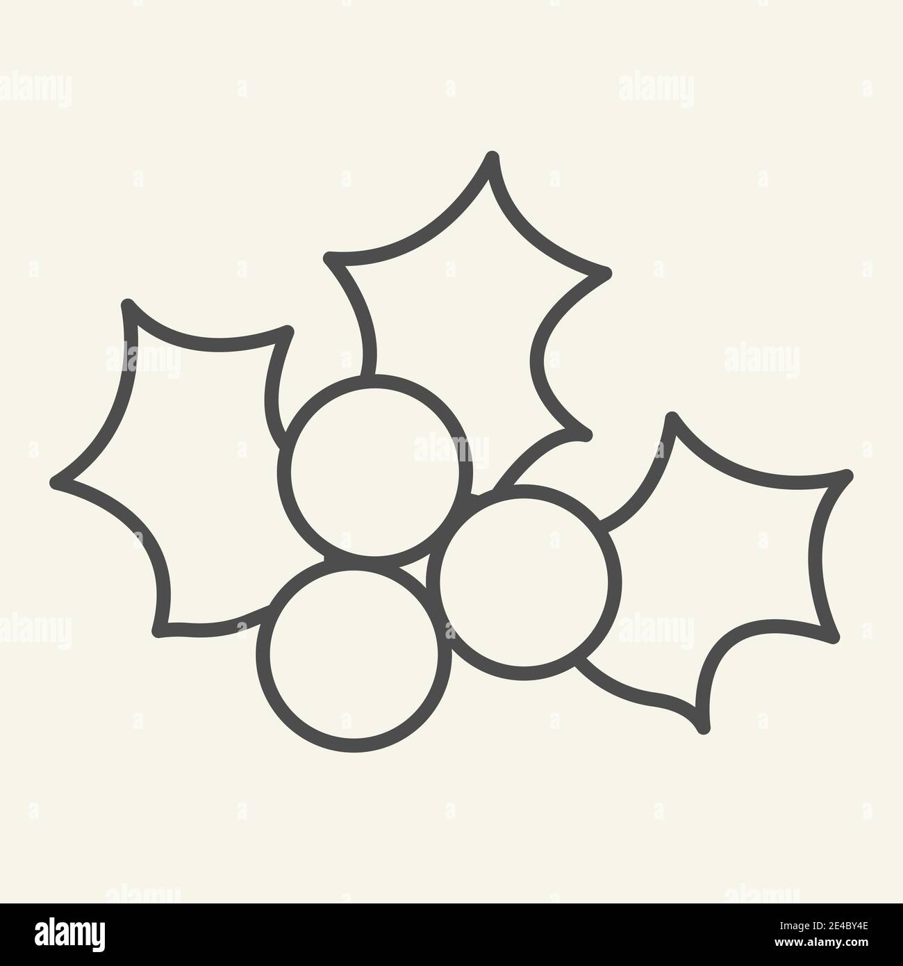 Mistletoe thin line icon. Winter holiday berry decor outline style ...