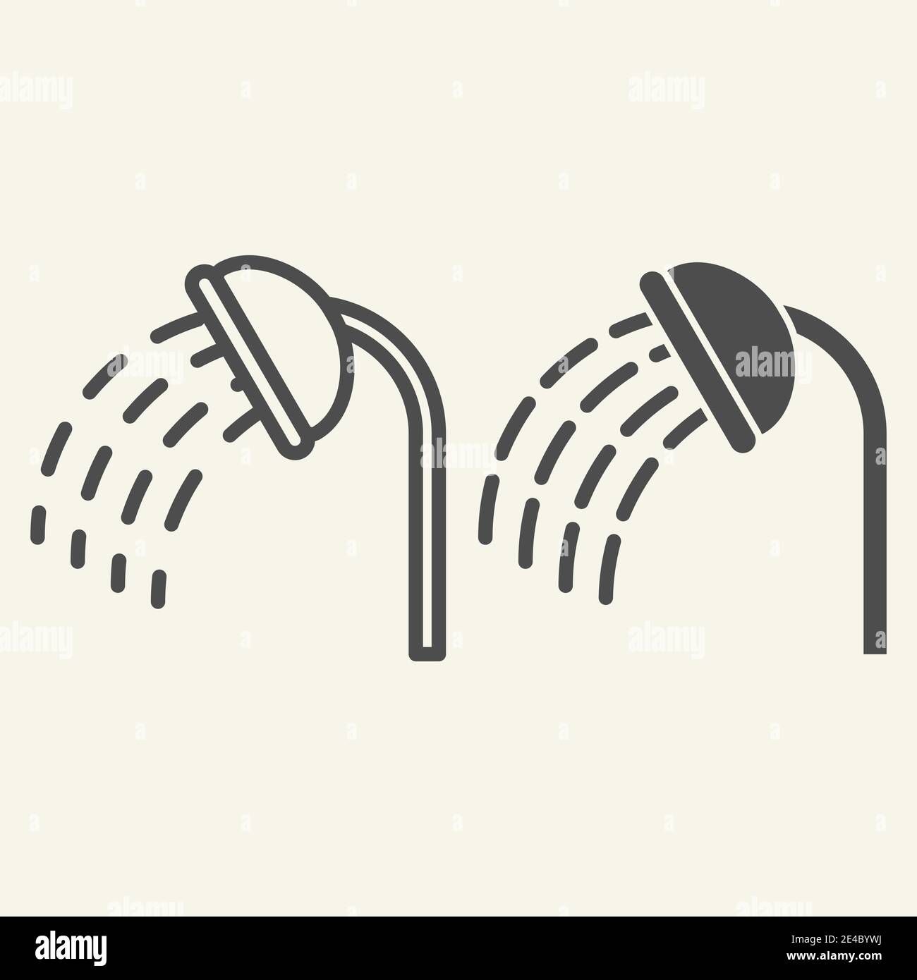 Shower line and solid icon. Shower head with water drops symbol ...