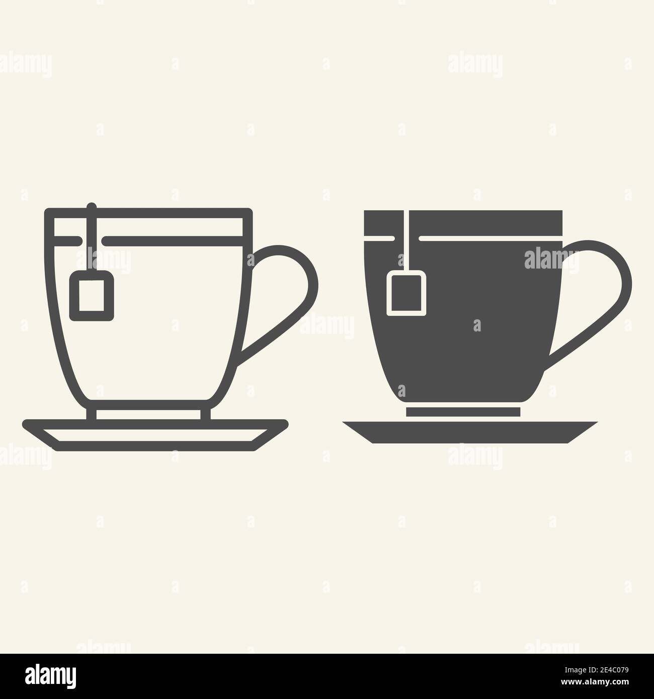 Tea line and solid icon. Tea cup with teabag symbol, outline style ...
