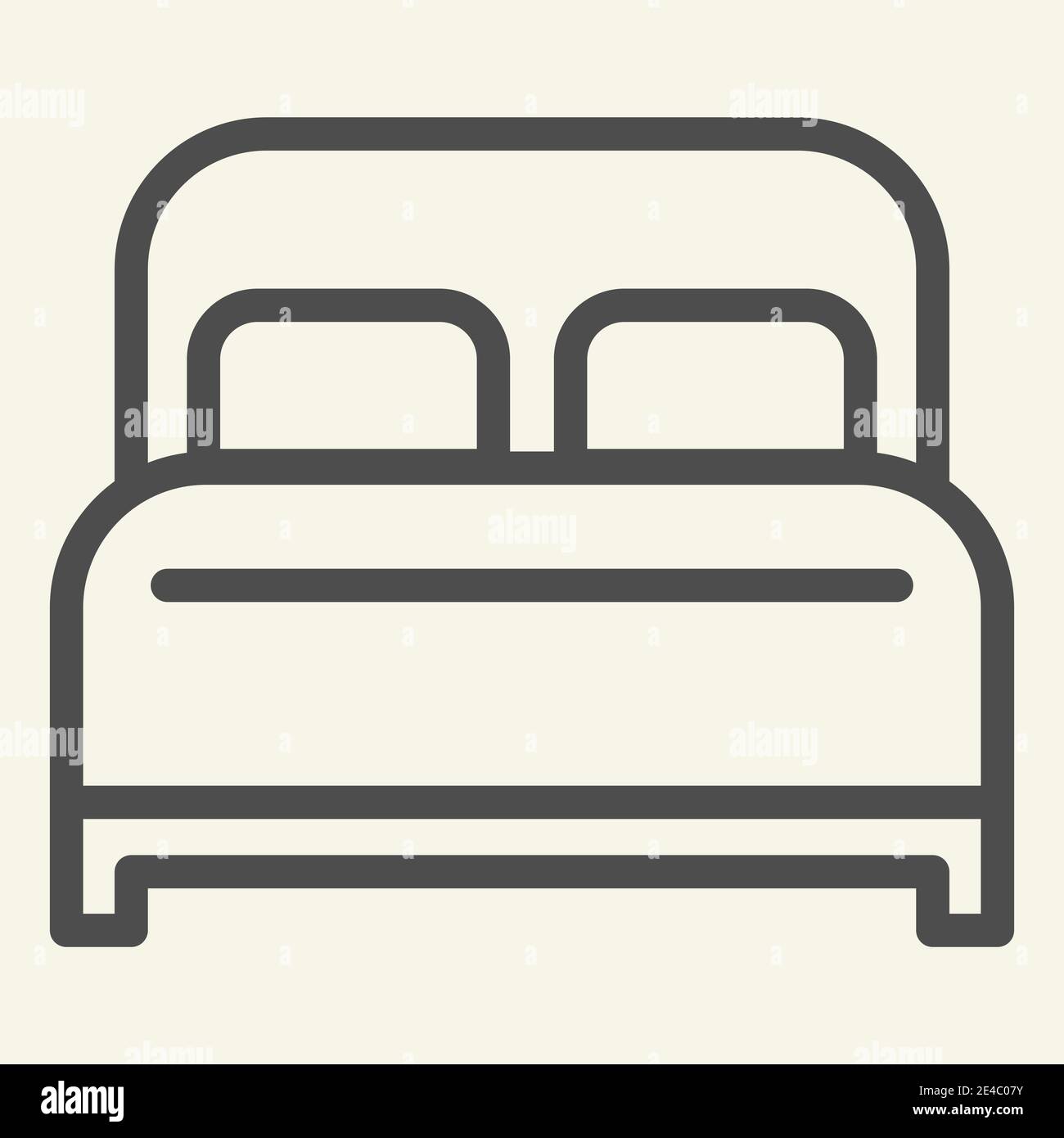 Double bed line icon. Hotel bedroom symbol, outline style pictogram on ...