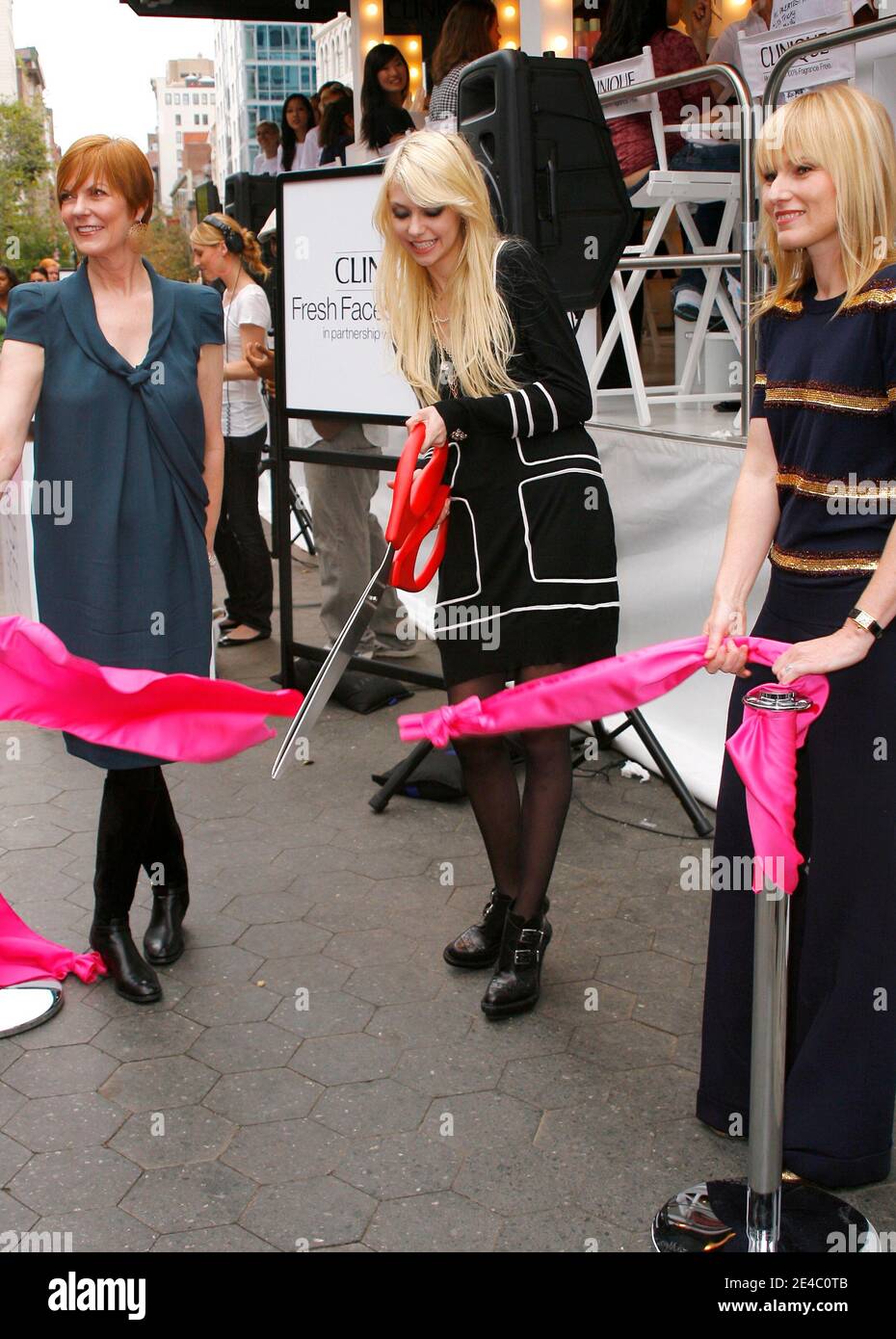 (L-R) Lynne Greene, Taylor Momsen and Amy Astley cut the ribbon to kick ...
